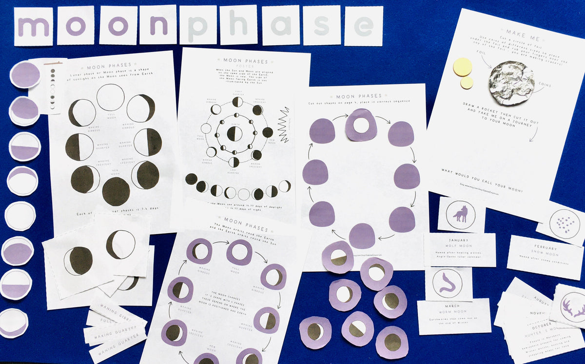 STEM Moon Phases | Lunar Phases Homeschool Printables | Waldorf | Mont ...
